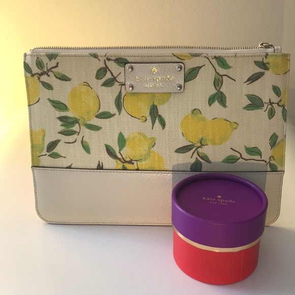 kate spade | Bags | Kate Spade Lemon Clutch With Leather Details | Poshmark